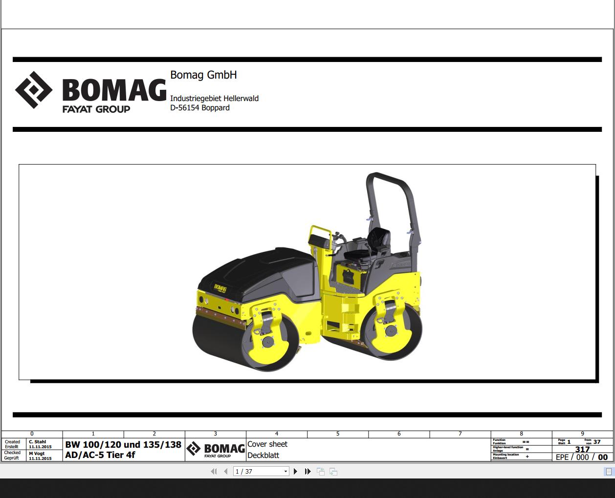 Bomag BW100_120 AD_AC-5, BW135_138 AD_AC-5 Tier 4f Wiring Diagram Function 317 2015 EN DE