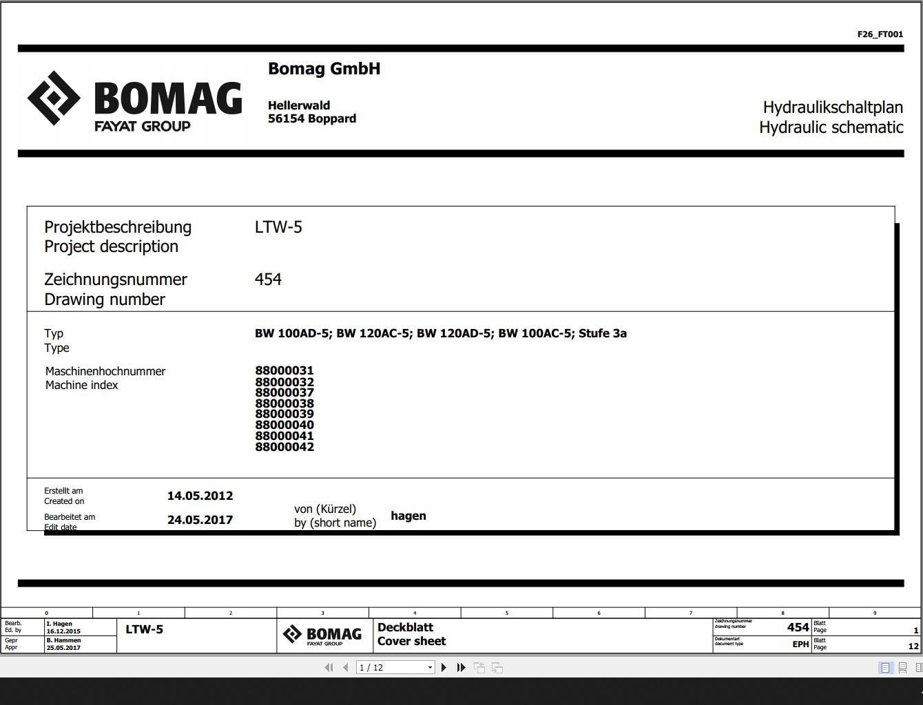 Bomag BW100_120AD-5, BW100_120AC-5, Stufe 3a Hydraulic Schematic ...