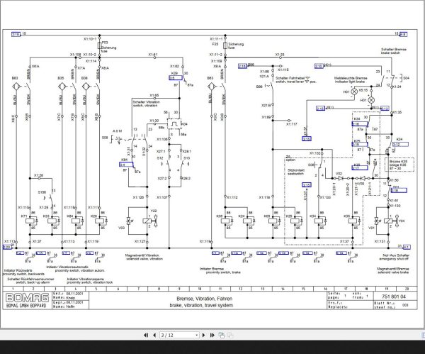 Bomag BW131AD-2, BW131ACW-2, BW115AD-2, BW115ACW-2 Circuit Diagram Drawing No 75180108 2003 EN DE