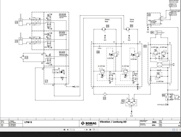 Bomag BW135AD-5, BW138AD-5, BW138AC-5, Stufe 3a Hydraulic Schematic ...
