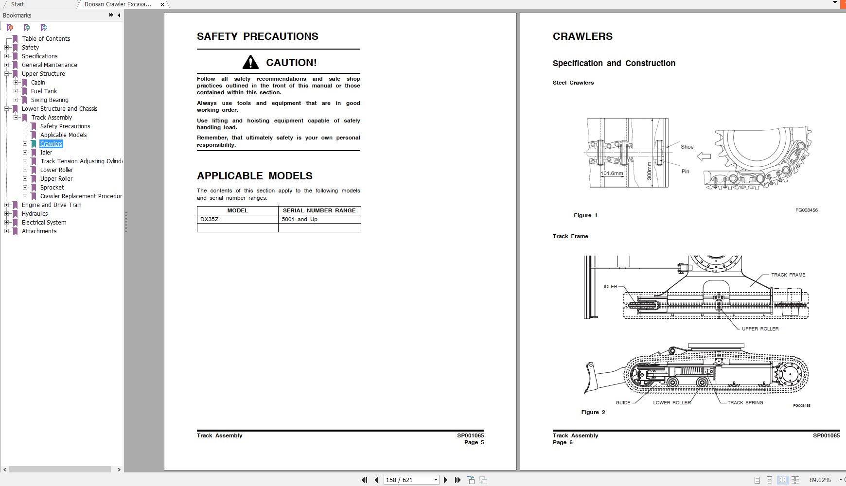 Doosan Crawler Excavator DX35Z Shop Manual K1025197E