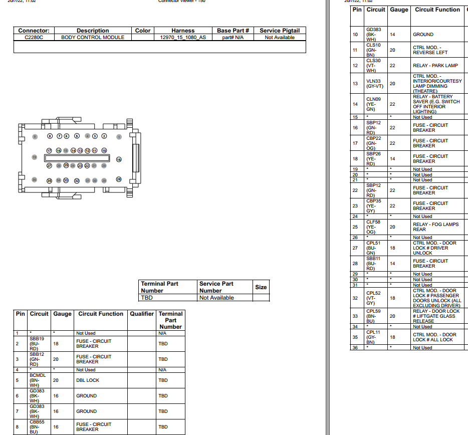 Ford GT 2021 Electrical Wiring Diagram Connector Viewer Pinout