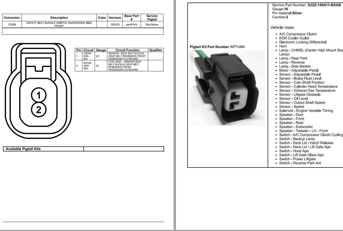 Ford Transit Connect 2022 Electrical Wiring Diagram Connector View Pinout