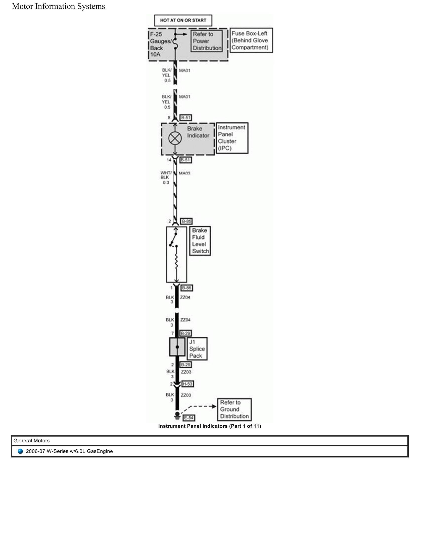 General Motors Truck W-Series 6.0L Gas Engine Wiring Diagrams 2006 - 2007