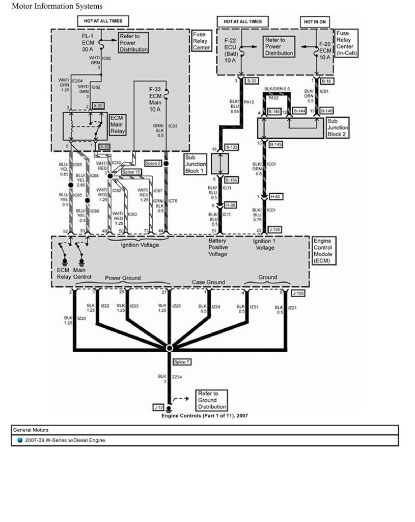 General Motors Truck W-Series Diesel Engine Wiring Diagrams 2007 - 2009