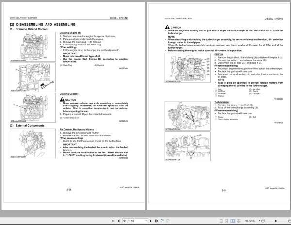 Kubota Diesel Engine V3307-DI-T-E2B Workshop Manual