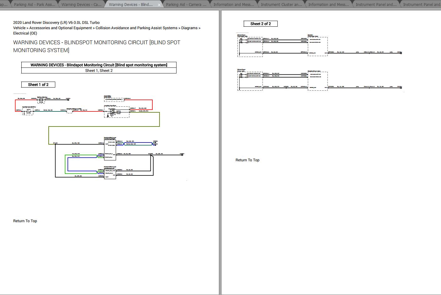 Land Rover Discovery 2020 V6-3.0L DSL Turbo Wiring Diagrams