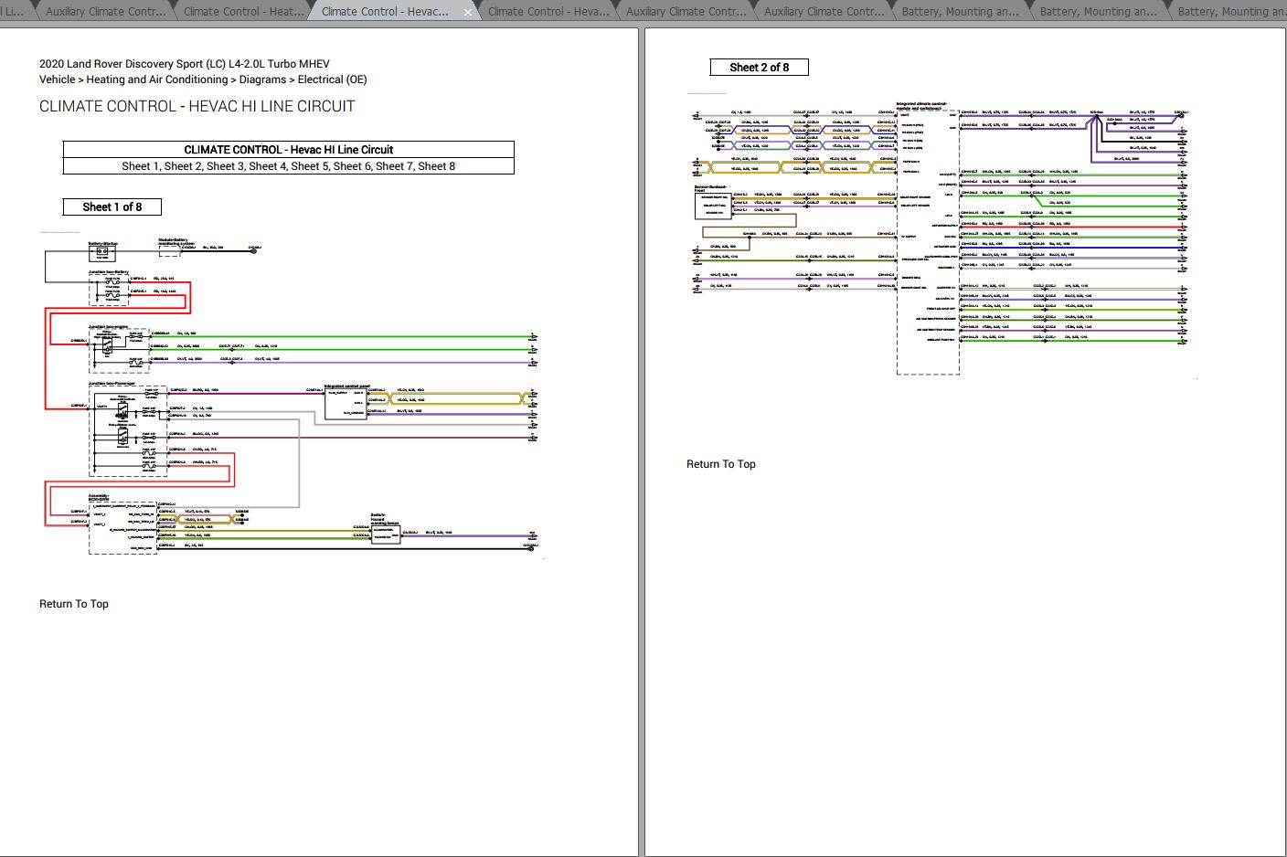 Land Rover Discovery Sport 2020 L4-2.0L Turbo Hybrid Wiring Diagrams