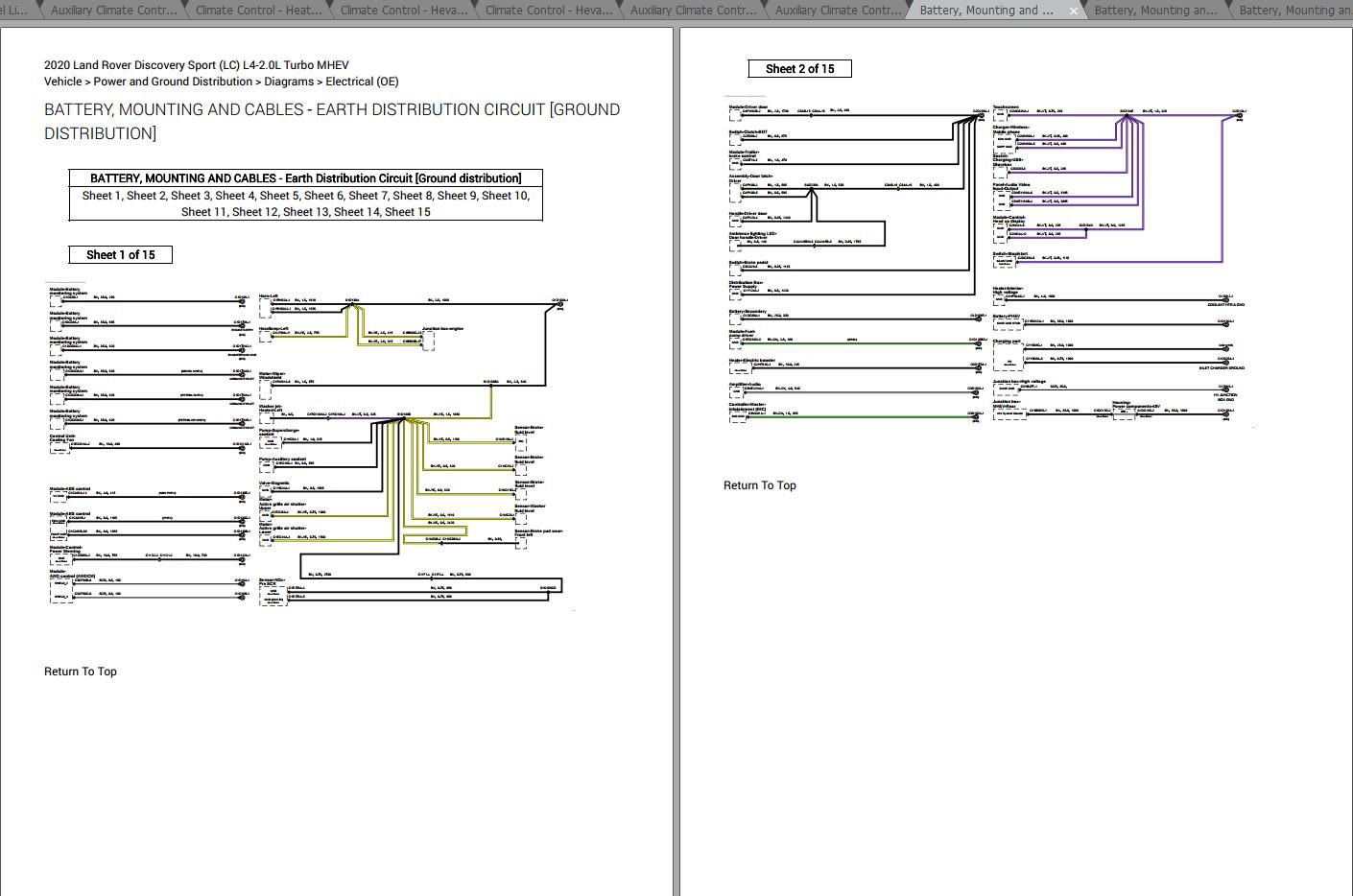 Land Rover Discovery Sport 2020 L4-2.0L Turbo Hybrid Wiring Diagrams