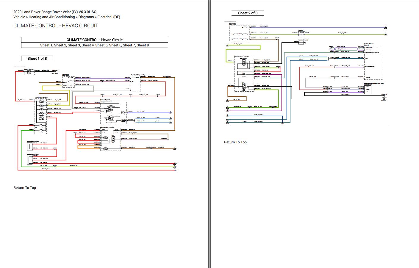 Land Rover Range Rover Velar 2020 V6-3.0L SC Wiring Diagrams