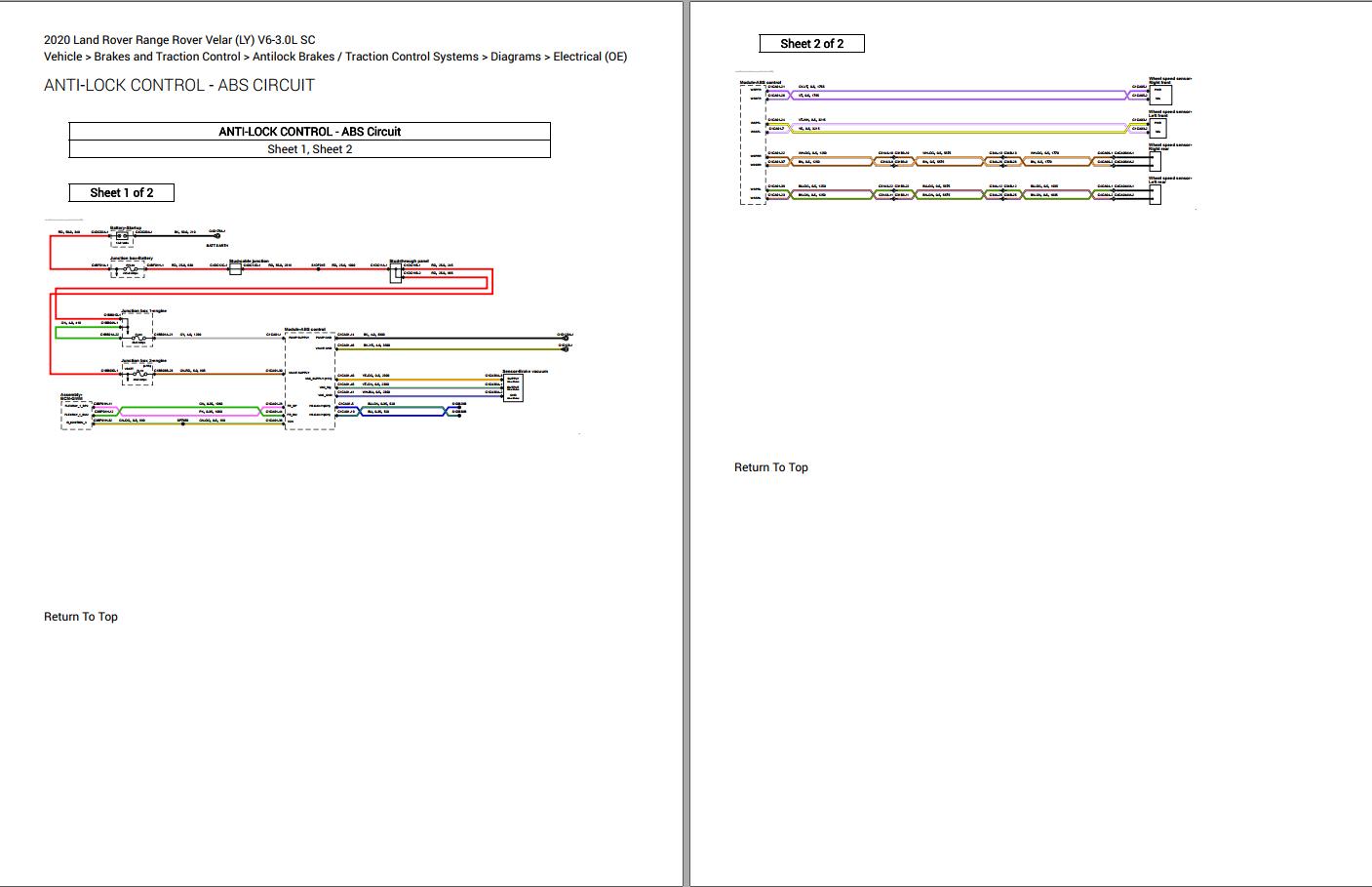 Land Rover Range Rover Velar 2020 V6-3.0L SC Wiring Diagrams