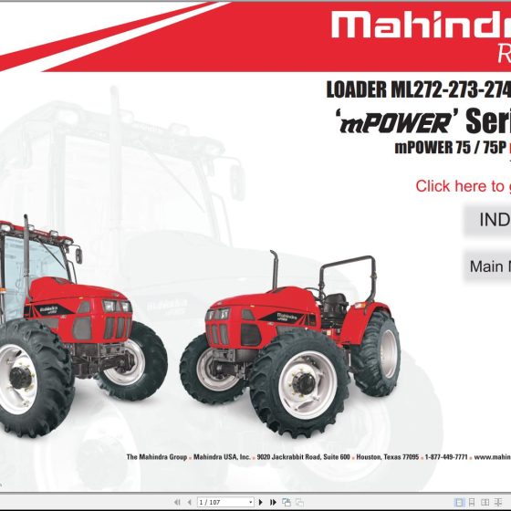 Mahindra Tractor mPOWER Series 85 85P mCRD Operator Manual