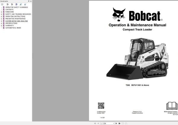 Bobcat Compact Track Loader T595 Operation and Maintenance Manual ...