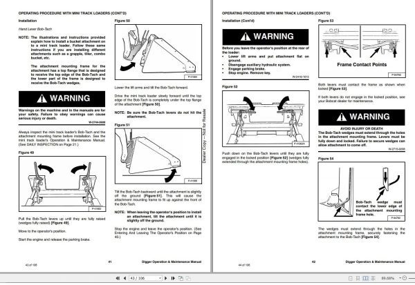 Bobcat Digger 12S 12 16 25 30 36 Operation and Maintenance Manual ...