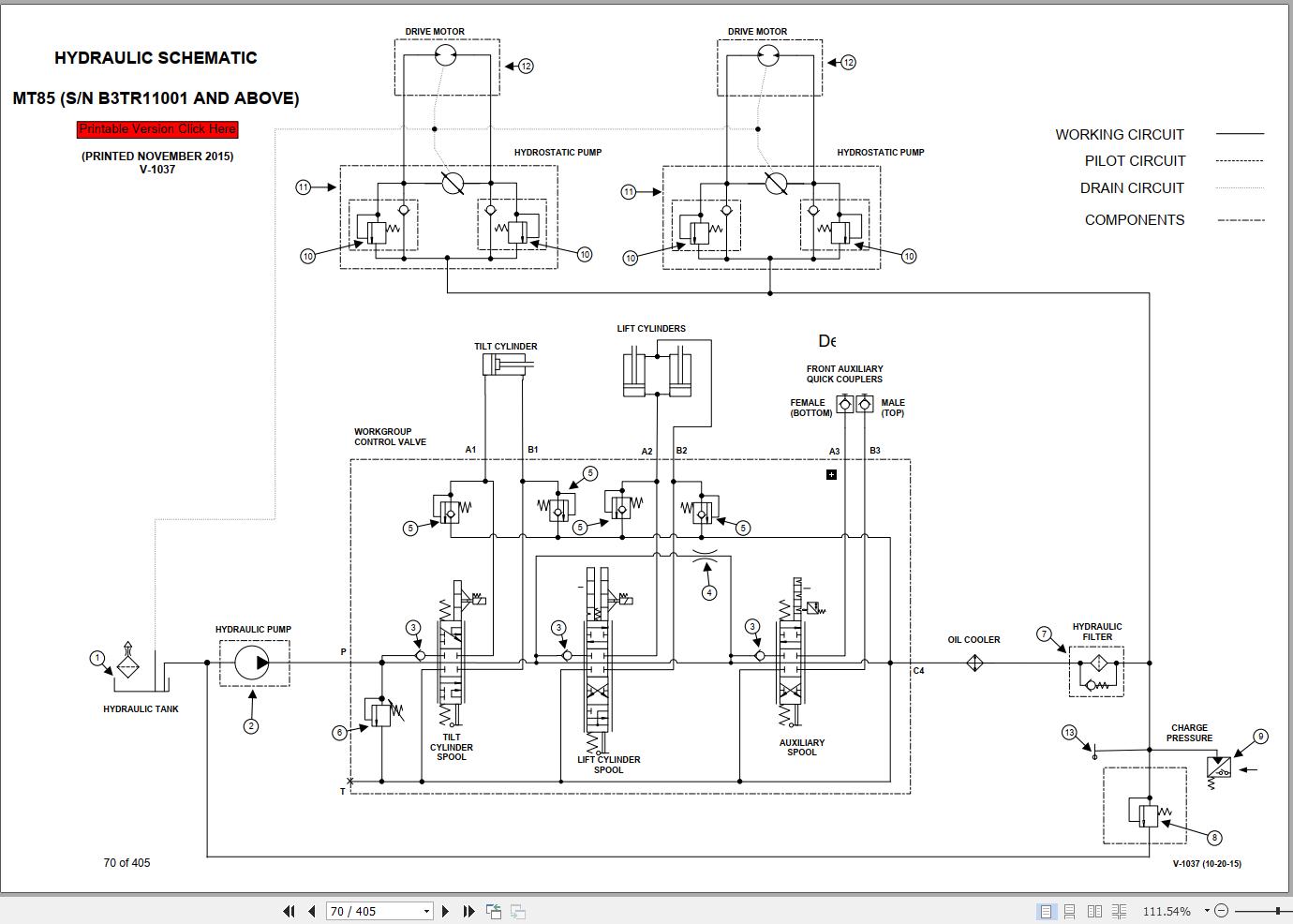 Bobcat Mini Track Loader MT85 Service Manual 7274811 2020