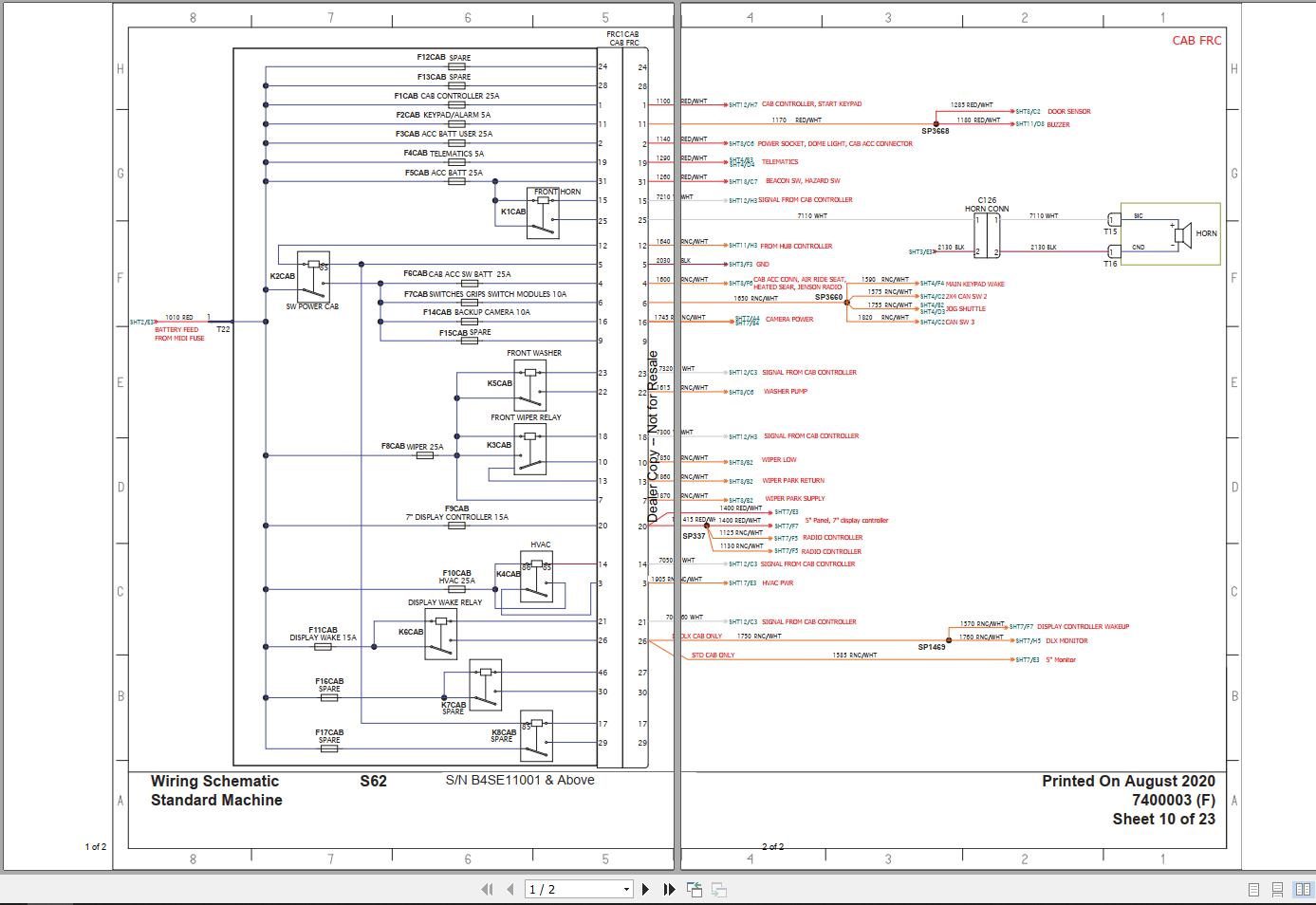Bobcat Skid-Steer Loader S62 Electric and Hydraulic Schematic