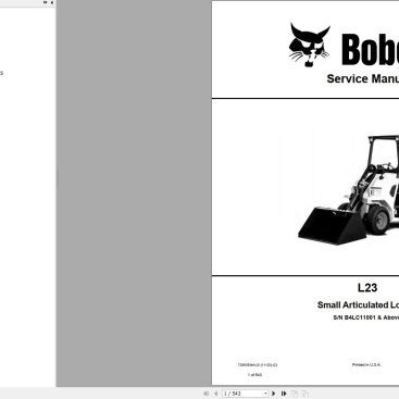 Bobcat Small Articulated Loader L23 Operation and Maintenance Manual ...