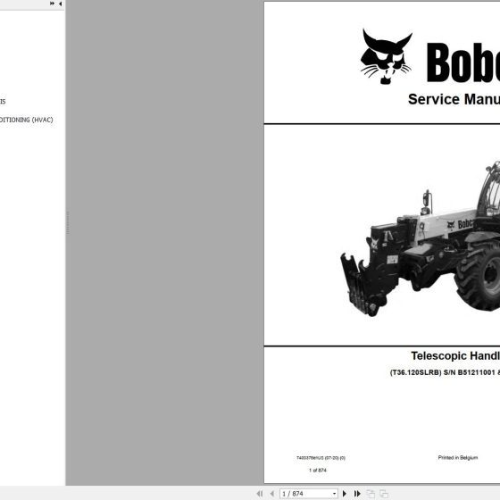 Bobcat Telescopic Handler T40180 Operation and Maintenance Manual ...