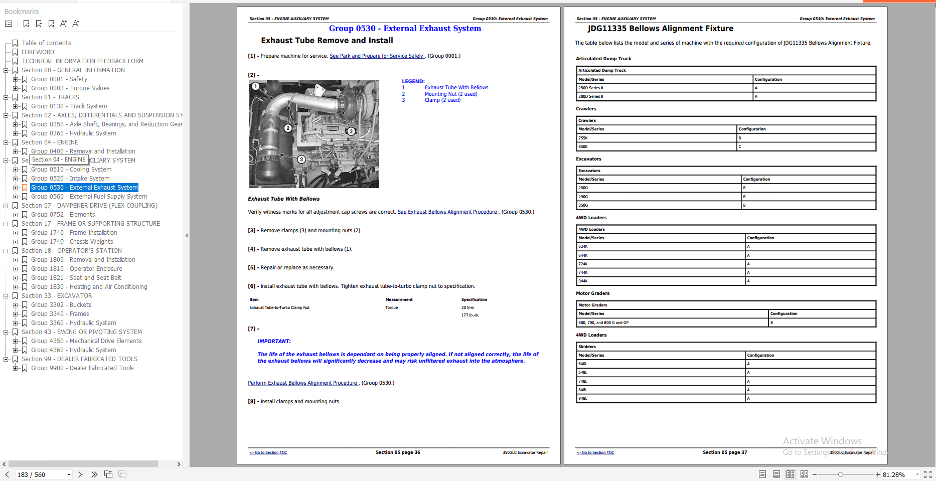 John Deere Excavator 350GLC Repair Technical Manuals TM12179
