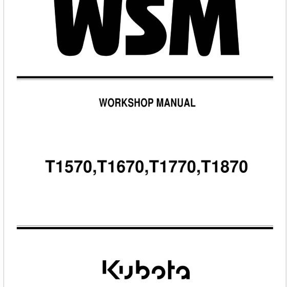 Kubota Lawn Tractor T1670 Workshop Manual