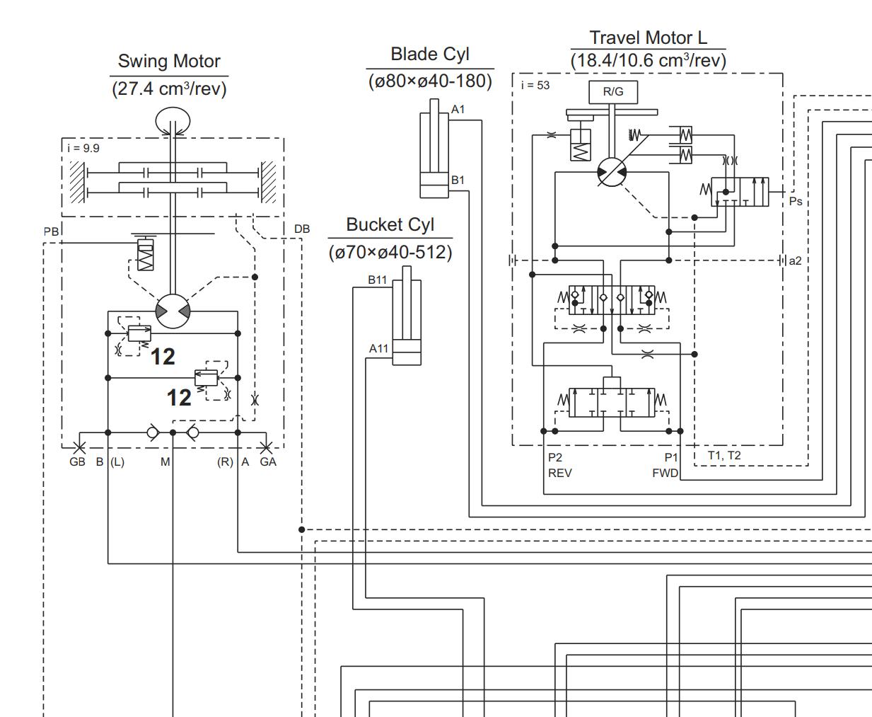 Yanmar Excavator ViO33-6 Hydraulic Diagram