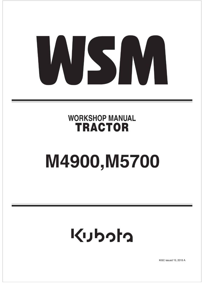 Kubota Tractor M5700 Workshop Manual