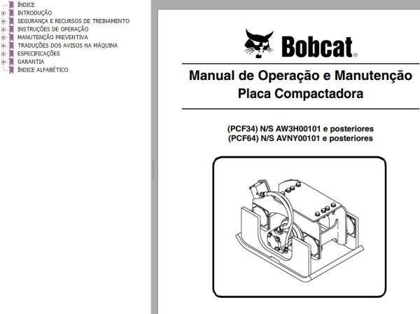 Bobcat Compactor Plate PCF34 PCF64 Operation & Maintenance Manual ...