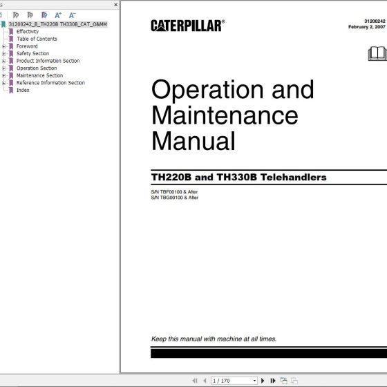CAT Telehandler TH220B Operation And Maintenance Manual