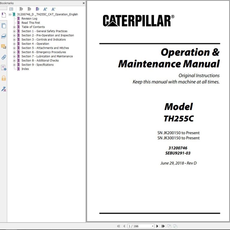 CAT Telehandler TH255C Service Manual
