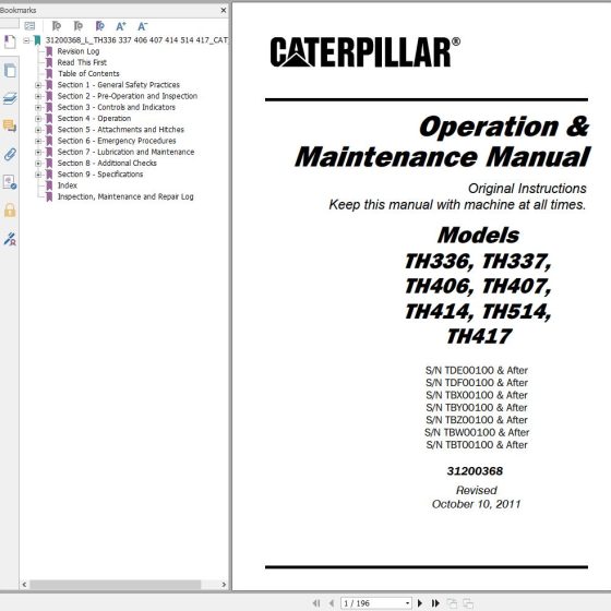 CAT Telehandler TH255C Service Manual