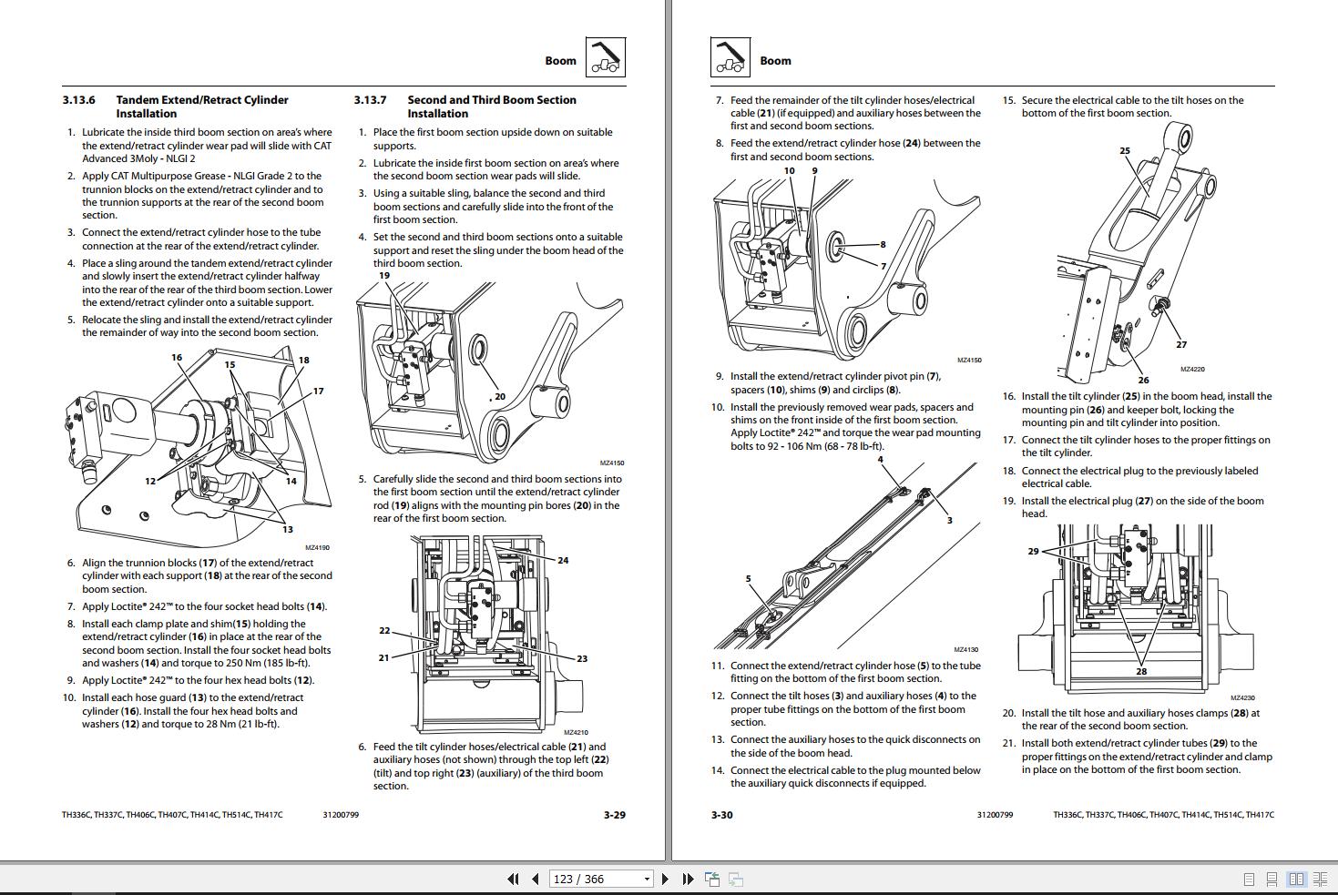 CAT Telehandler TH406C Parts Manual, Service Manual, Operation And ...