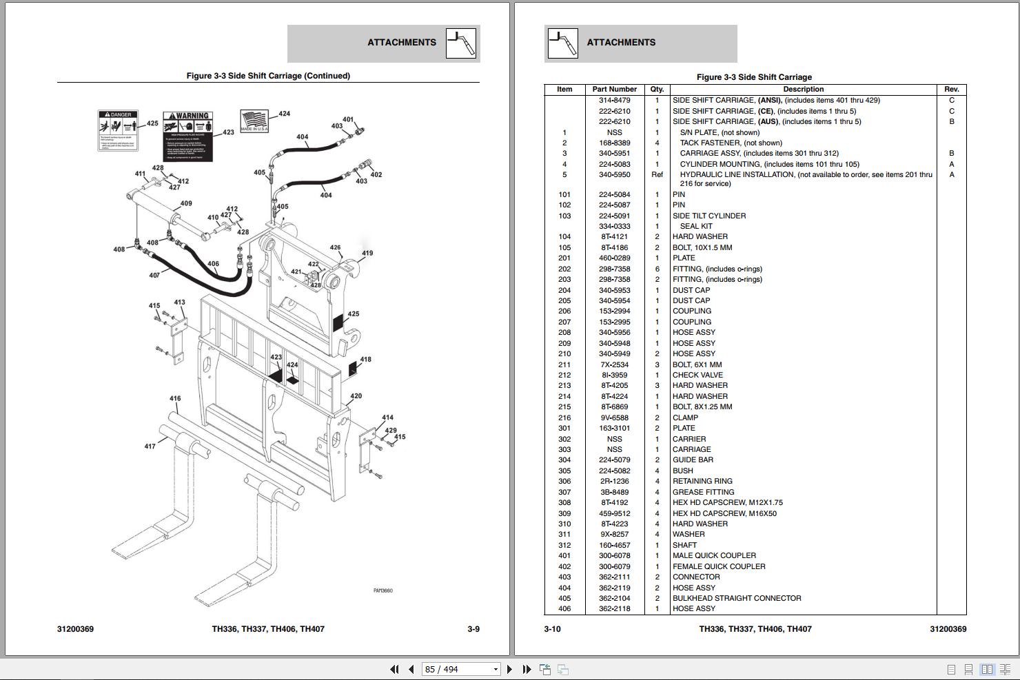 CAT Telehandler TH407 Flash Files, Parts Manual, Service Manual ...