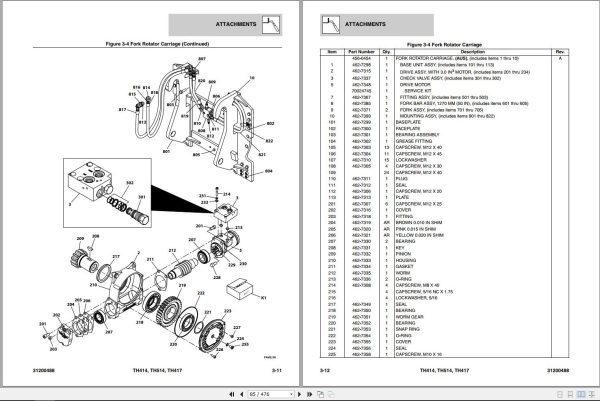 CAT Telehandler TH414 Parts Manual