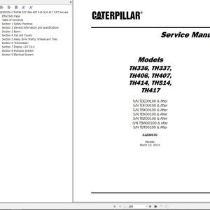 CAT Telehandler TH414 Parts Manual