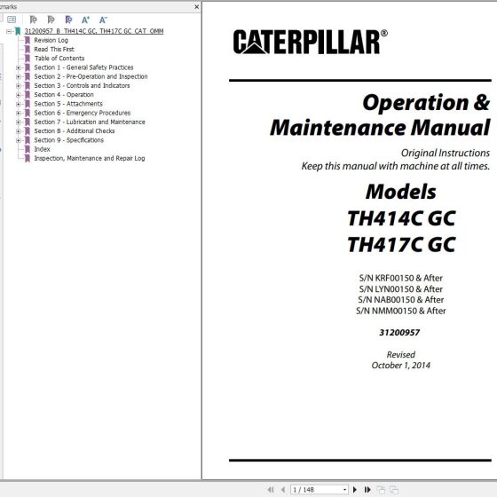 CAT Telehandler TH414 Service Manual