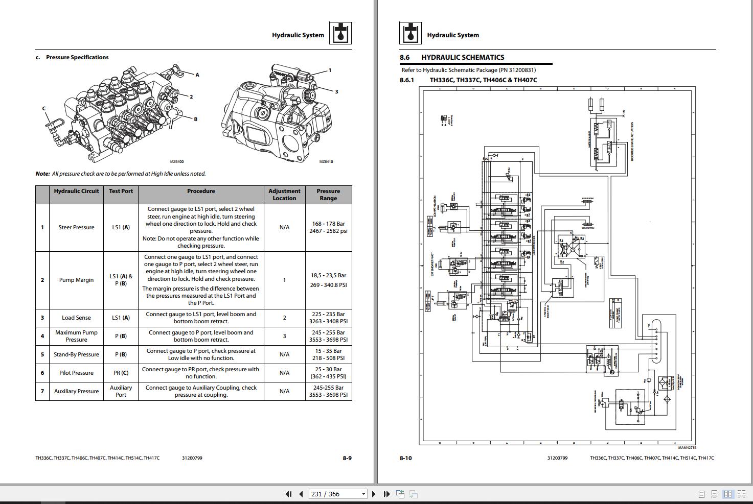 CAT Telehandler TH414C Service Manual