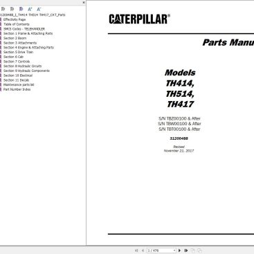 CAT Telehandler TH514 Service Manual