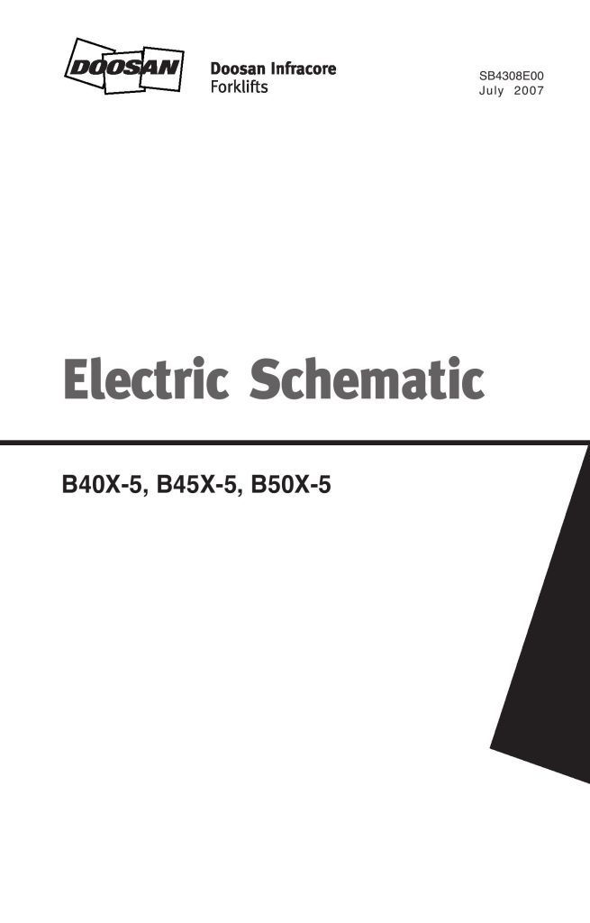 Daewoo Forklift B40X-5 to B50X-5 Electric Schematic SB4308E00