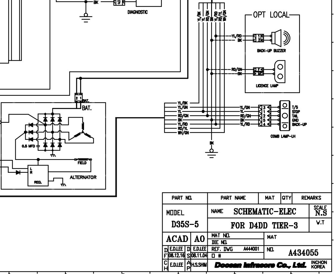 Daewoo Forklift D35S-5 Electric Schematic A434055