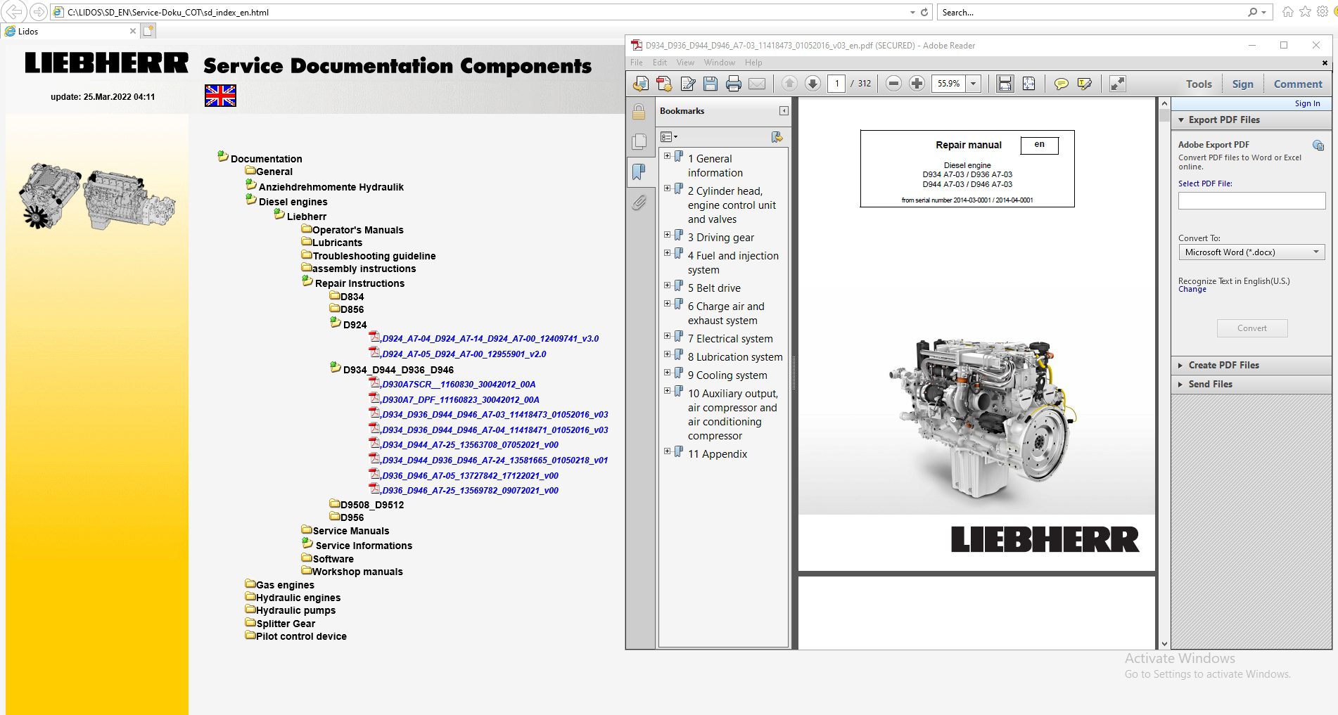 Liebherr Spare Parts List Service Library Lidos Offline COT Diesel ...