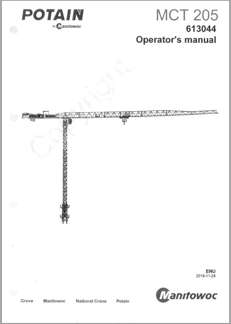 Manitowoc Crane MCT 205 Operator Manual