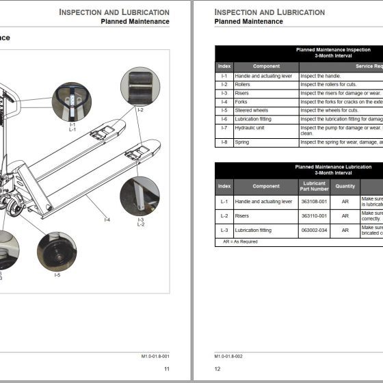 Crown Pallet PTH50 L Mono Parts Catalog, Service Manual