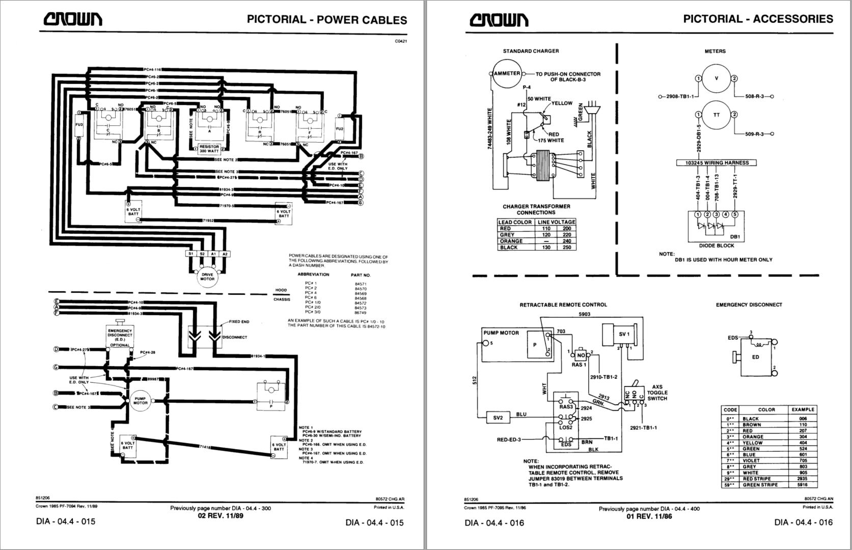 Crown Walkie Stacker M Parts Catalog, Service Manual