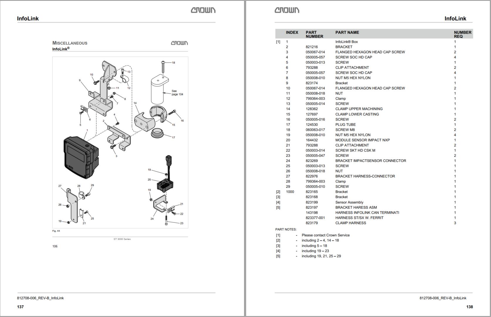 Crown Walkie Stacker ST 3000 Parts Catalog