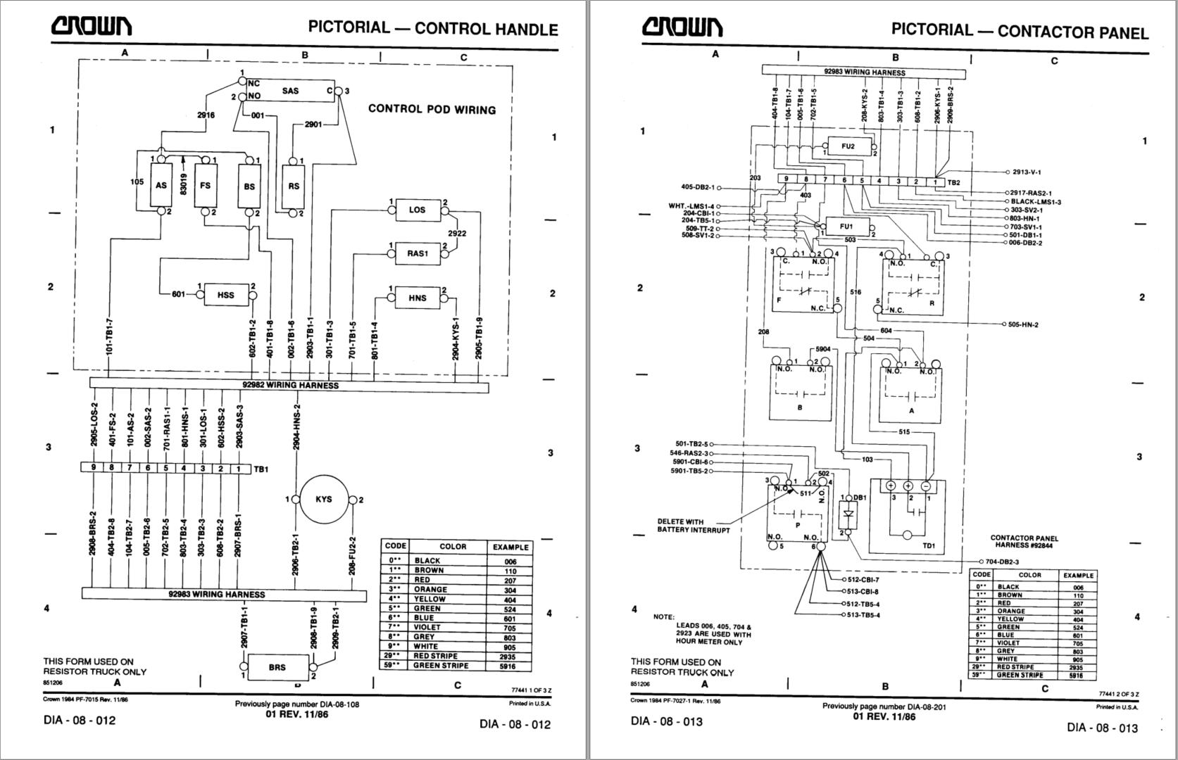 Crown Walkie Stacker WR Parts Catalog, Service Manual