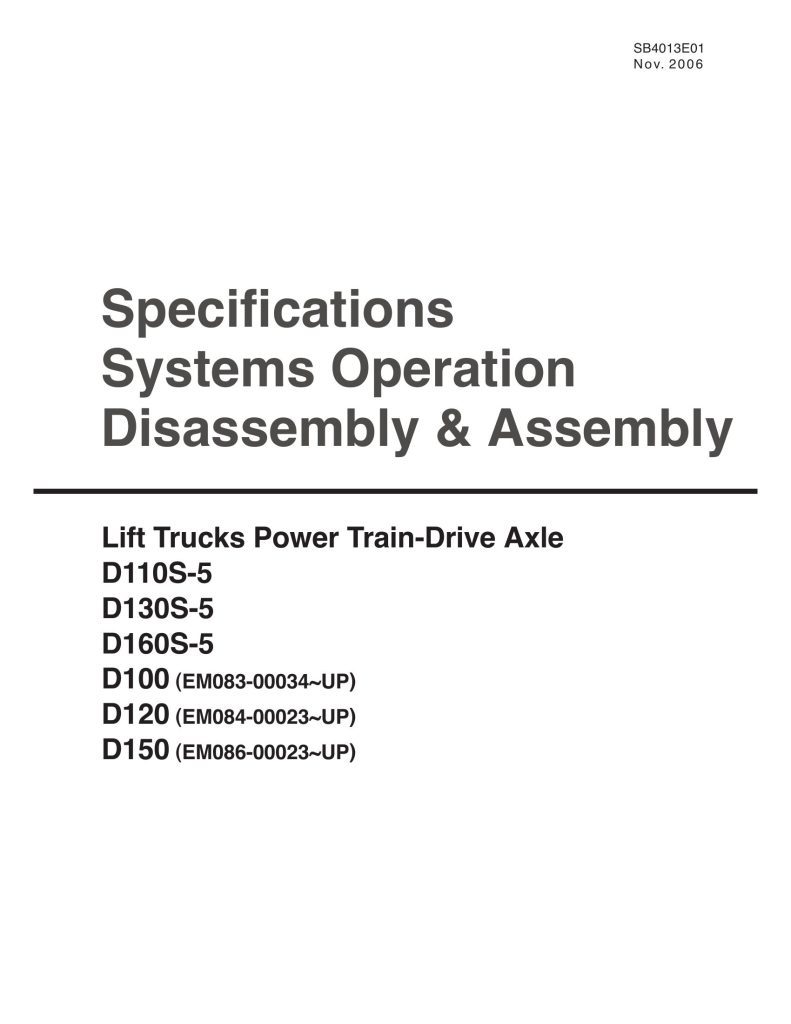 Daewoo Power Train D100 to D160S-5 Diassembly Assembly SB4013E01