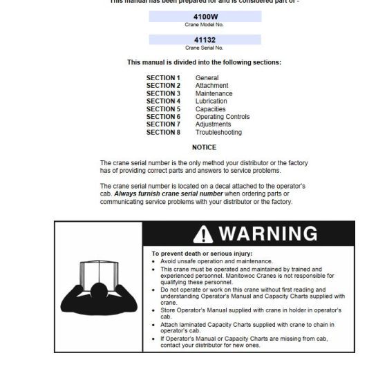 Manitowoc Crane 4100W RINGER Service Manual