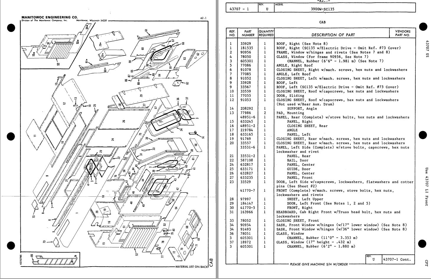 Manitowoc Traditional Crane 3950W Parts Manual
