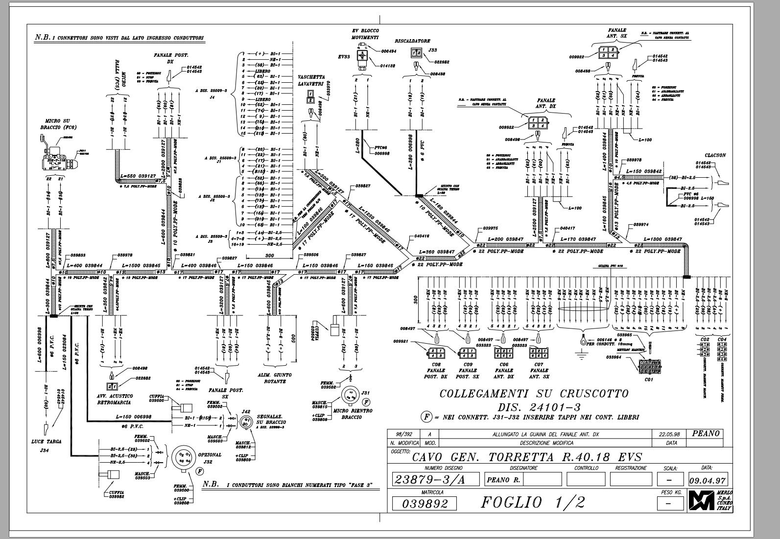 Merlo ROTO EVS R40.18 Hydraulic, Electrical Diagram (SAV 714561 -) DE