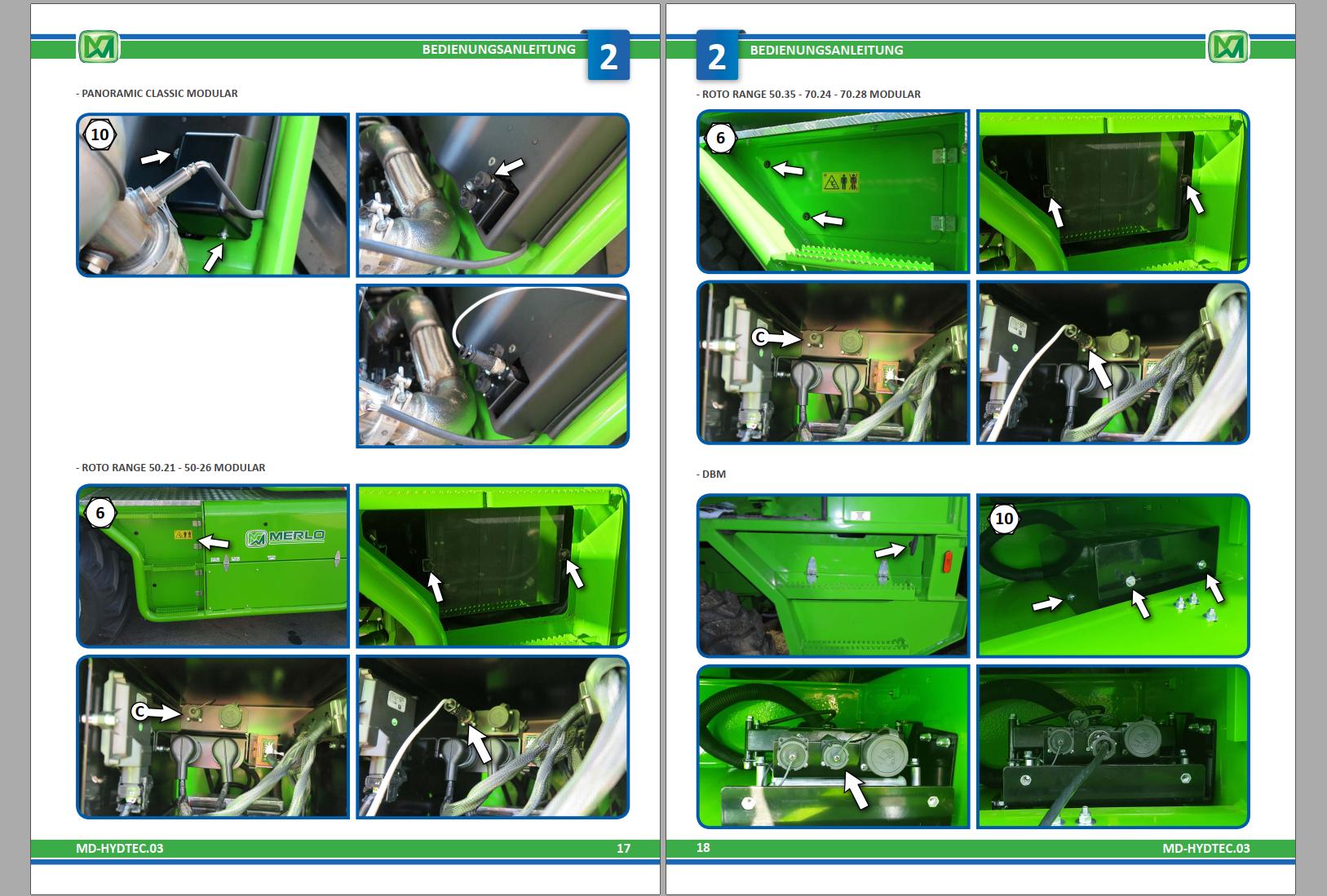 Merlo ROTO SM 400° R38.14 to R50.10S Service Manuals (- SAV C037142) DE